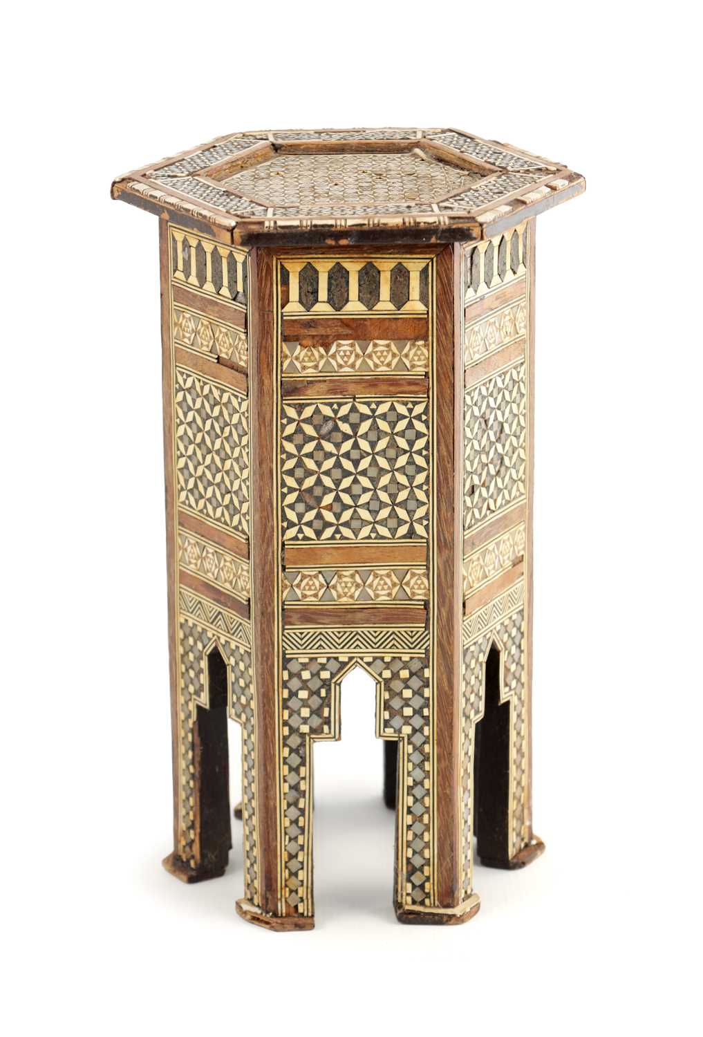 Lot 256 - A 19TH CENTURY MINIATURE ISLAMIC INLAID BONE