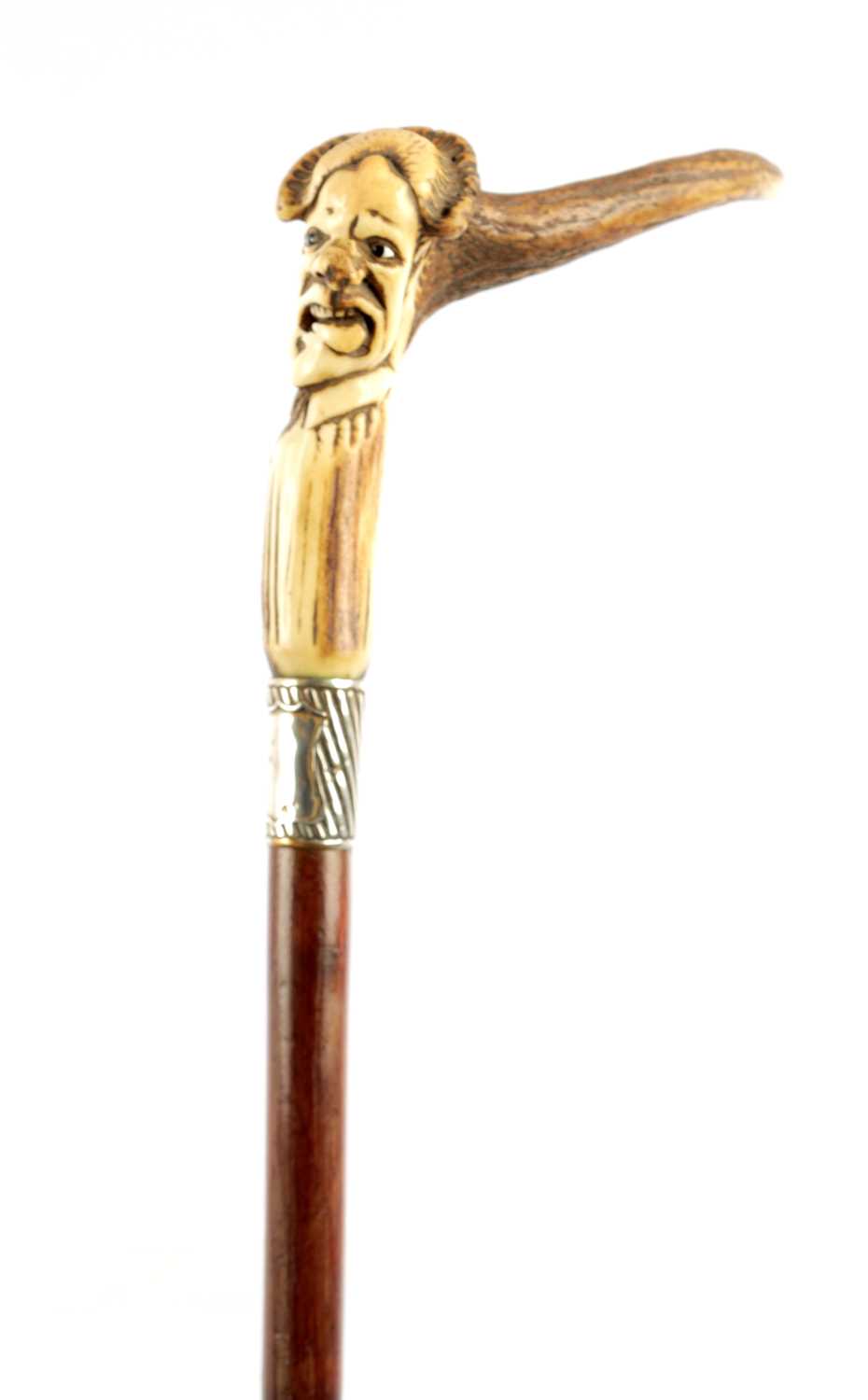 Lot 1072 - A 19TH CENTURY CARVED HORN GROTESQUE