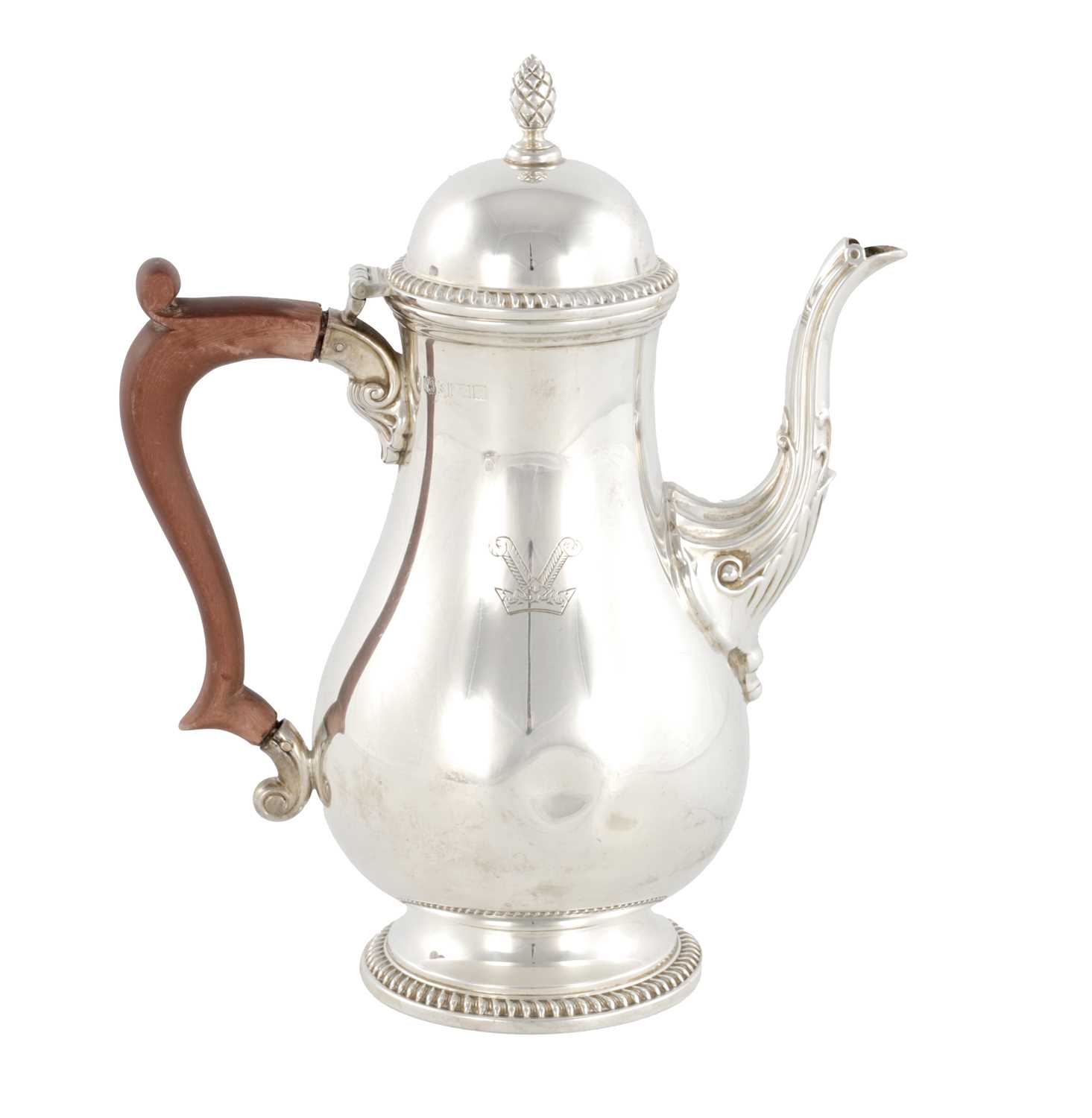 Lot 351 - A QUEEN ANNE STYLE SILVER COFFEE POT