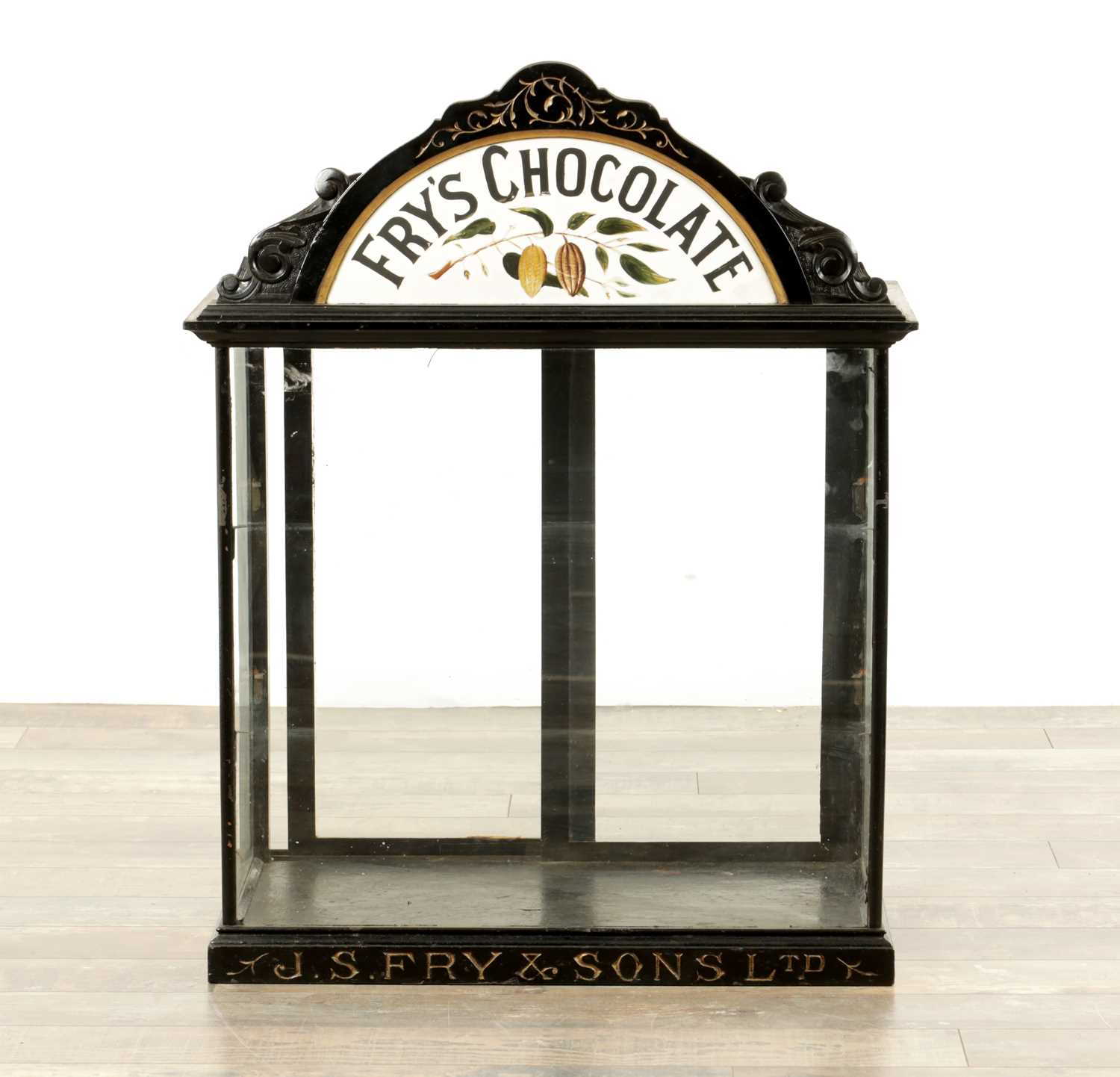 A 19TH CENTURY EBONISED FRY’S CHOCOLATE COUNTERTOP