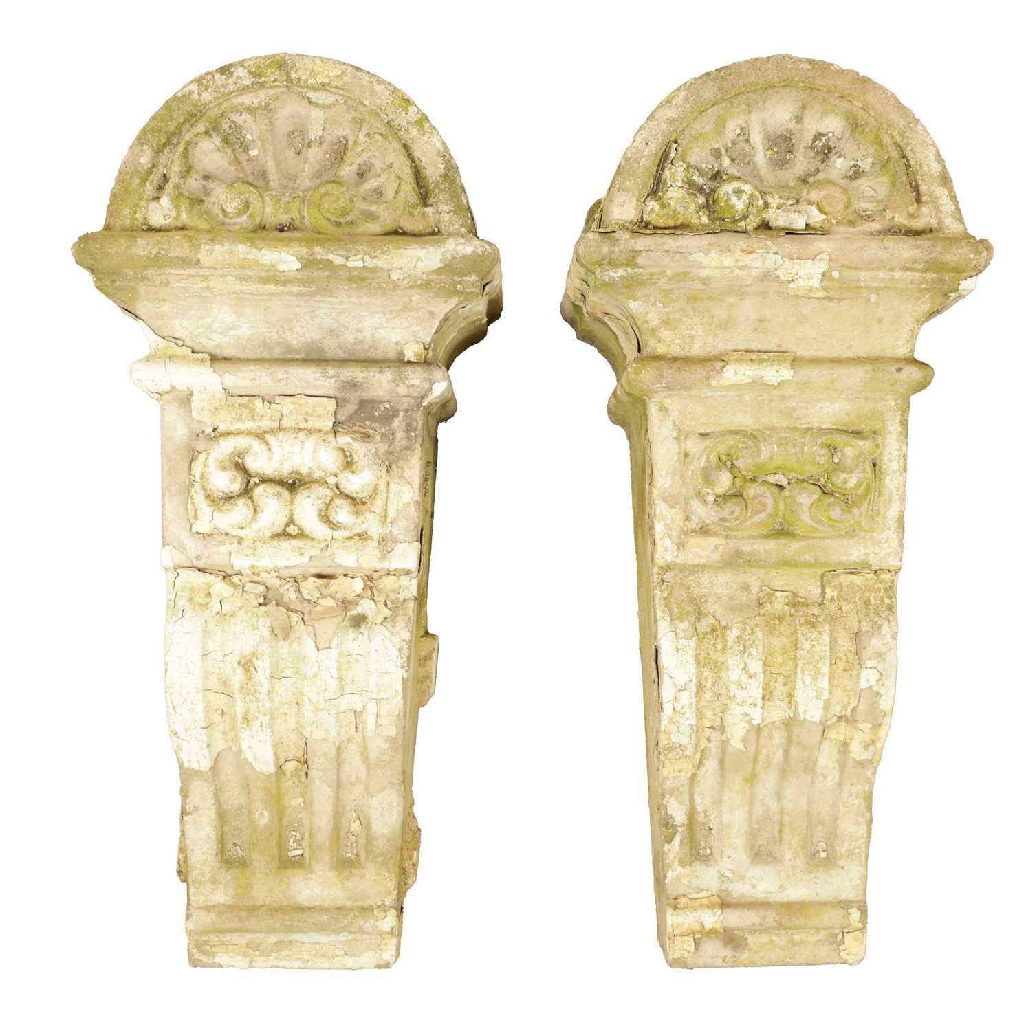 Lot 799 - A PAIR OF 19TH CENTURY CARVED STONE CORBELS