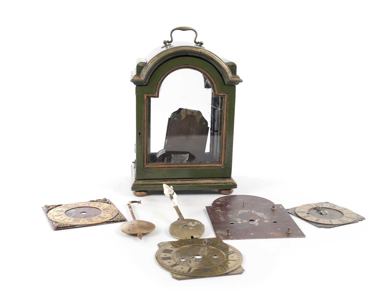Lot 213 - A LACQUERED BRACKET CLOCK CASE WITH