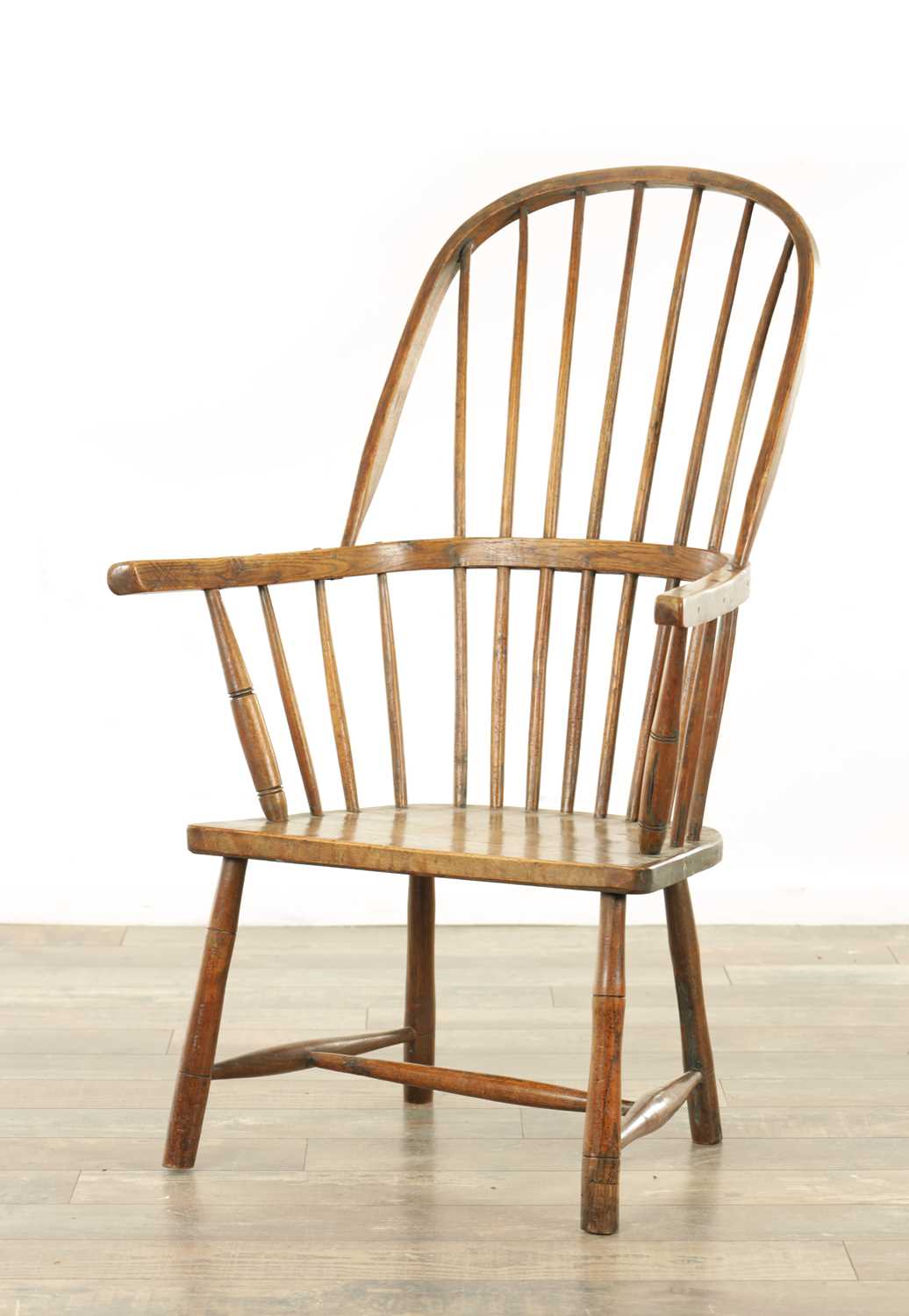 AN 18TH CENTURY WELSH ASH AND ELM STICK BACK CHAIR