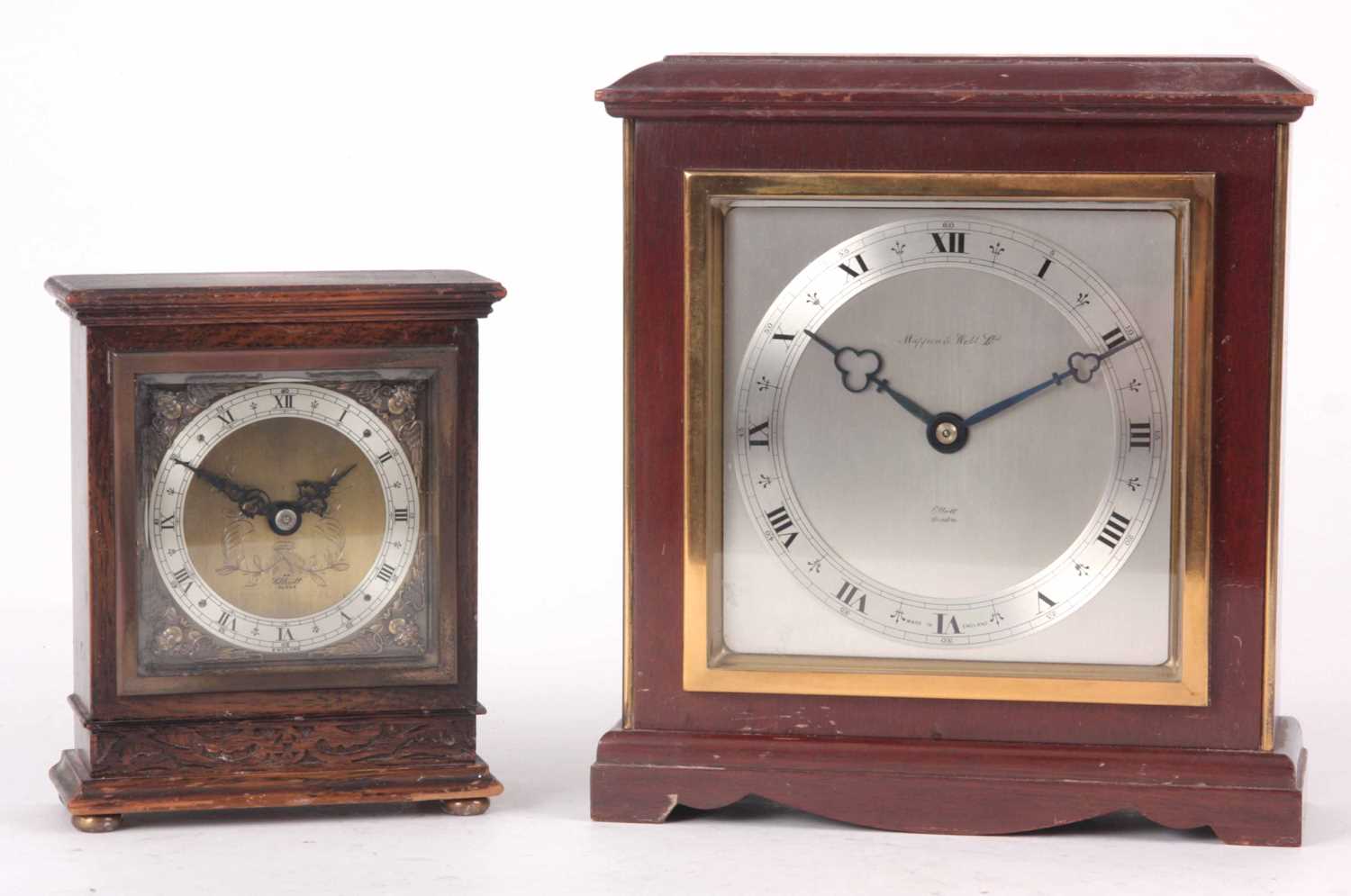 Lot 107 - TWO MID 20th CENTURY ELLIOTT MANTLE CLOCKS
