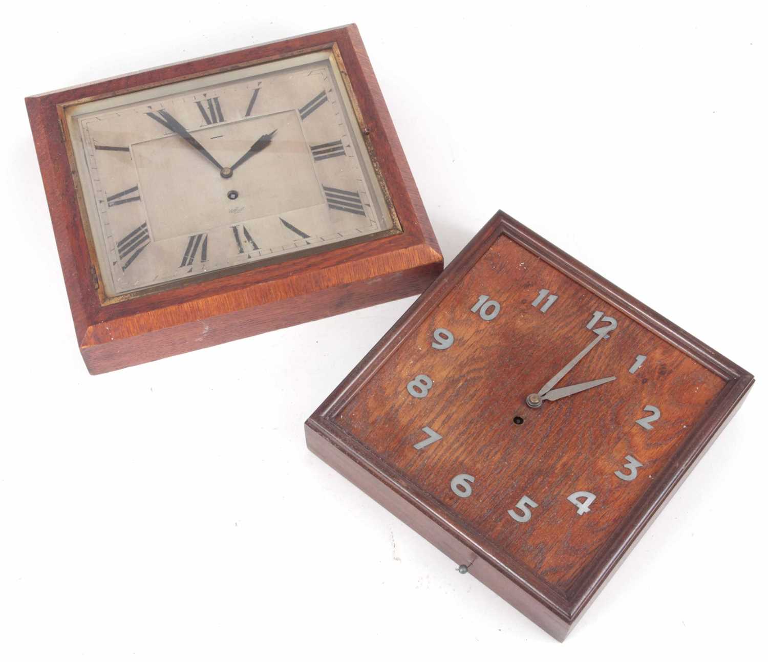Lot 118 - TWO OAK 20th CENTURY WALL CLOCKS ONE BY