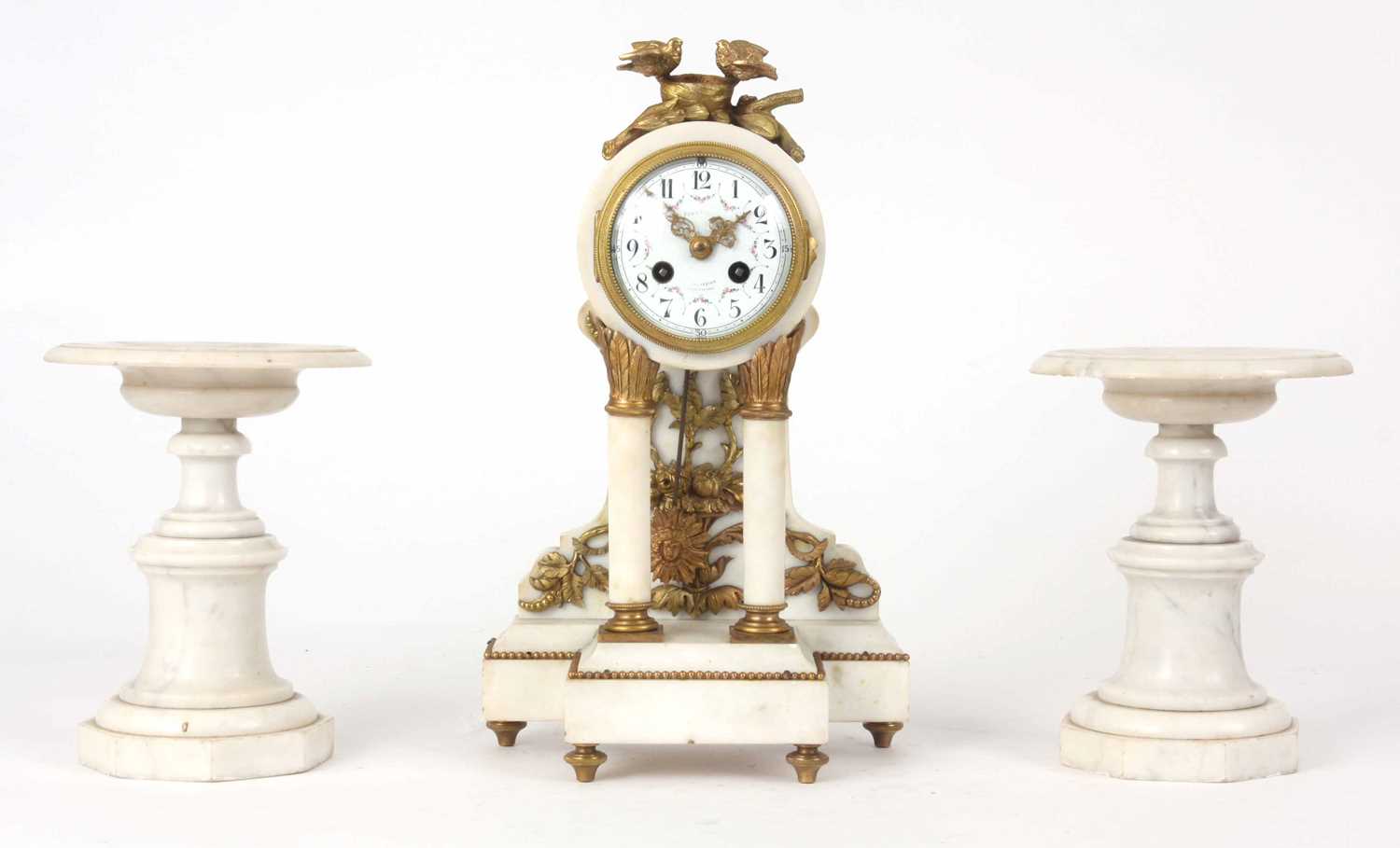 Lot 147 - A LATE 19th CENTURY FRENCH MARBLE CLOCK