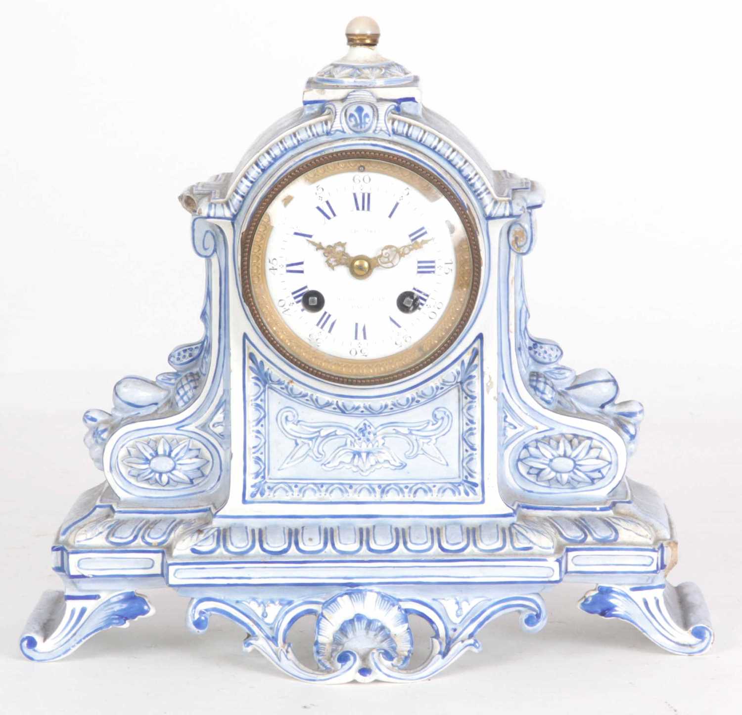 Lot 350 - A FRENCH BLUE AND WHITE POTTERY FAIENCE
