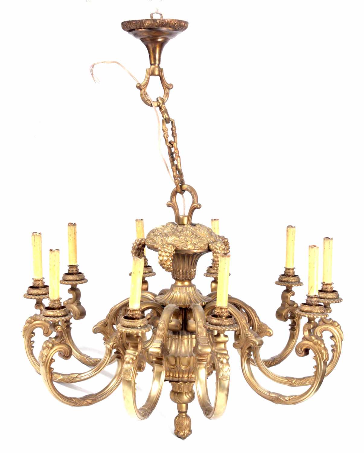 Lot 701 - A 20TH CENTURY TEN BRANCH CAST BRASS