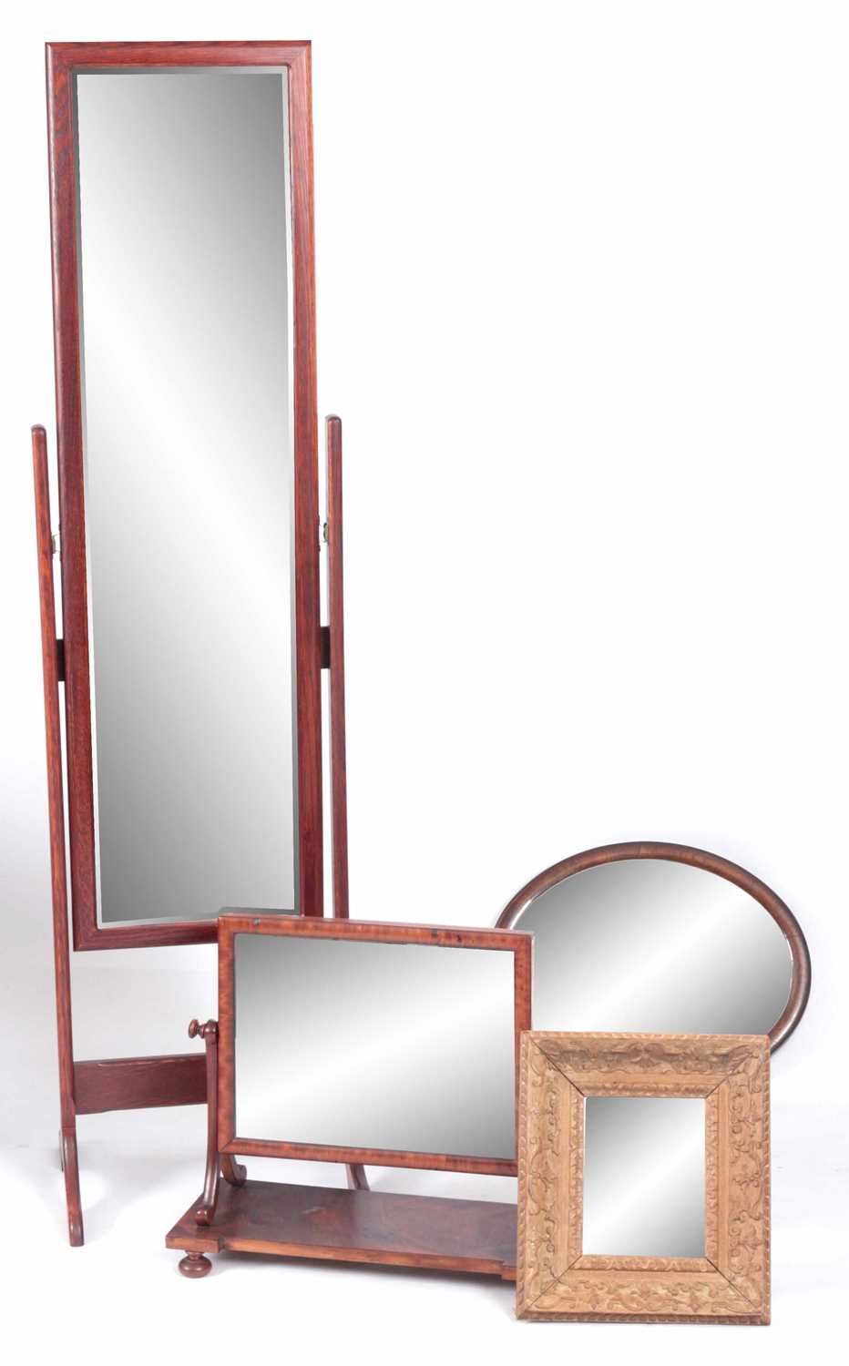 Lot 788 - FOUR MIRRORS, ONE OAK CHEVAL MIRROR 162cm