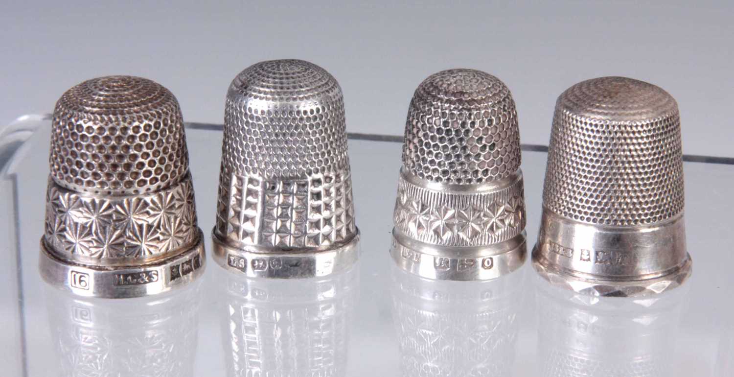 Lot 206 - A SELECTION OF FOUR SILVER THIMBLES
