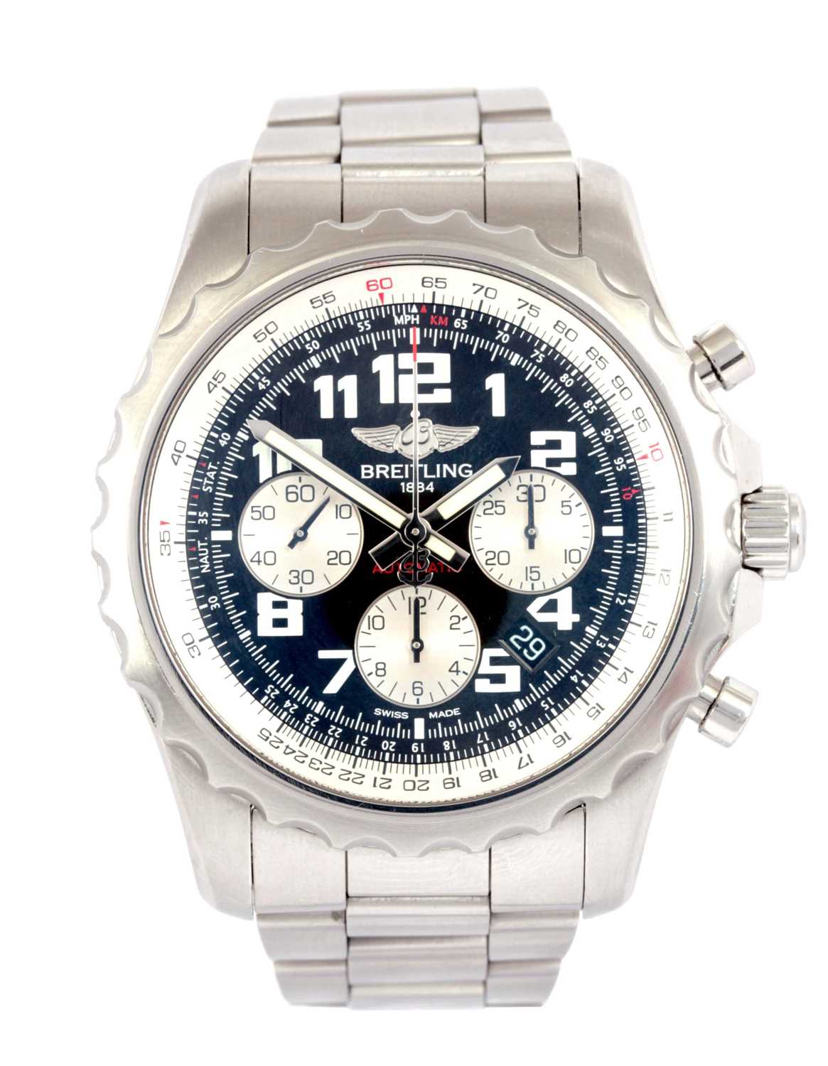 Lot 323 - A GENTLEMAN'S STAINLESS STEEL BREITLING