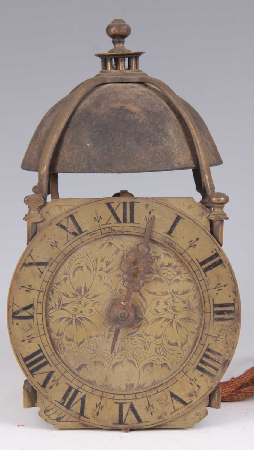 Lot 780 - A PRIMITIVE 17TH CENTURY EARLY LANTERN CLOCK
