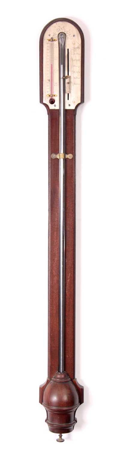 Lot 799 - A GOOD 19TH CENTURY MAHOGANY STICK BAROMETER