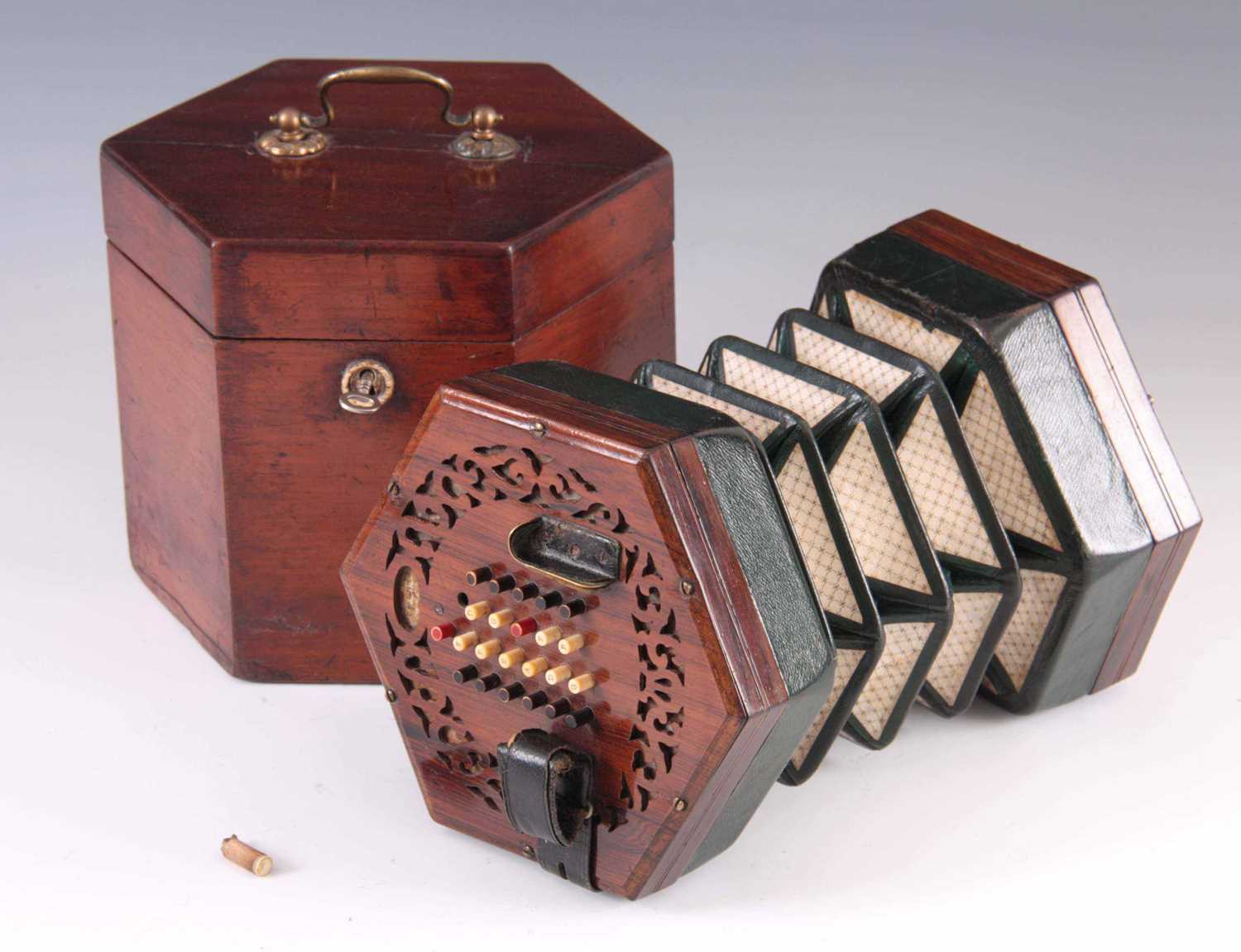 Lot 256 - A MID 19TH CENTURY WHEATSTONE CONCERTINA