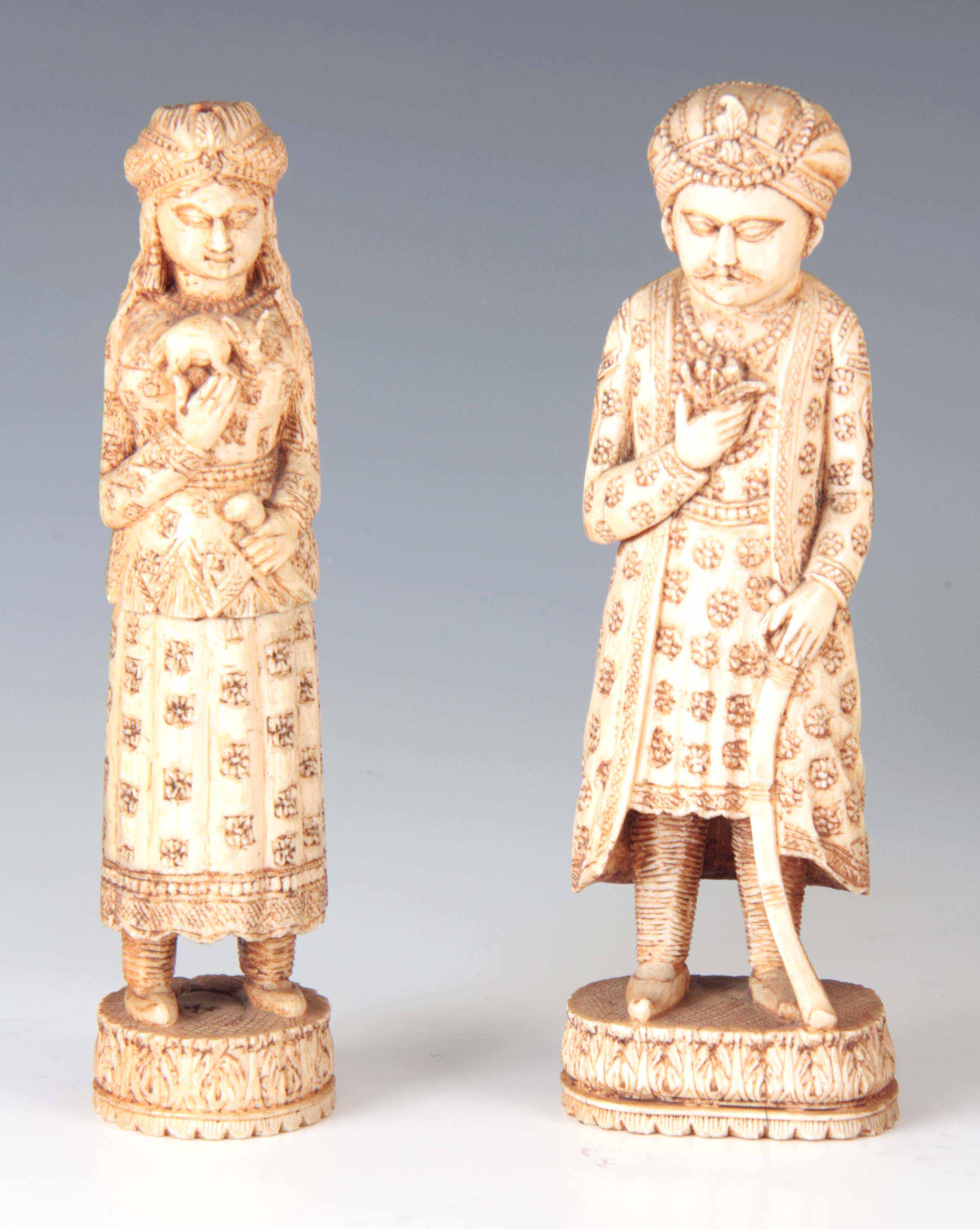 Lot 124 - A PAIR OF LATE 19th CENTURY INDIAN IVORY