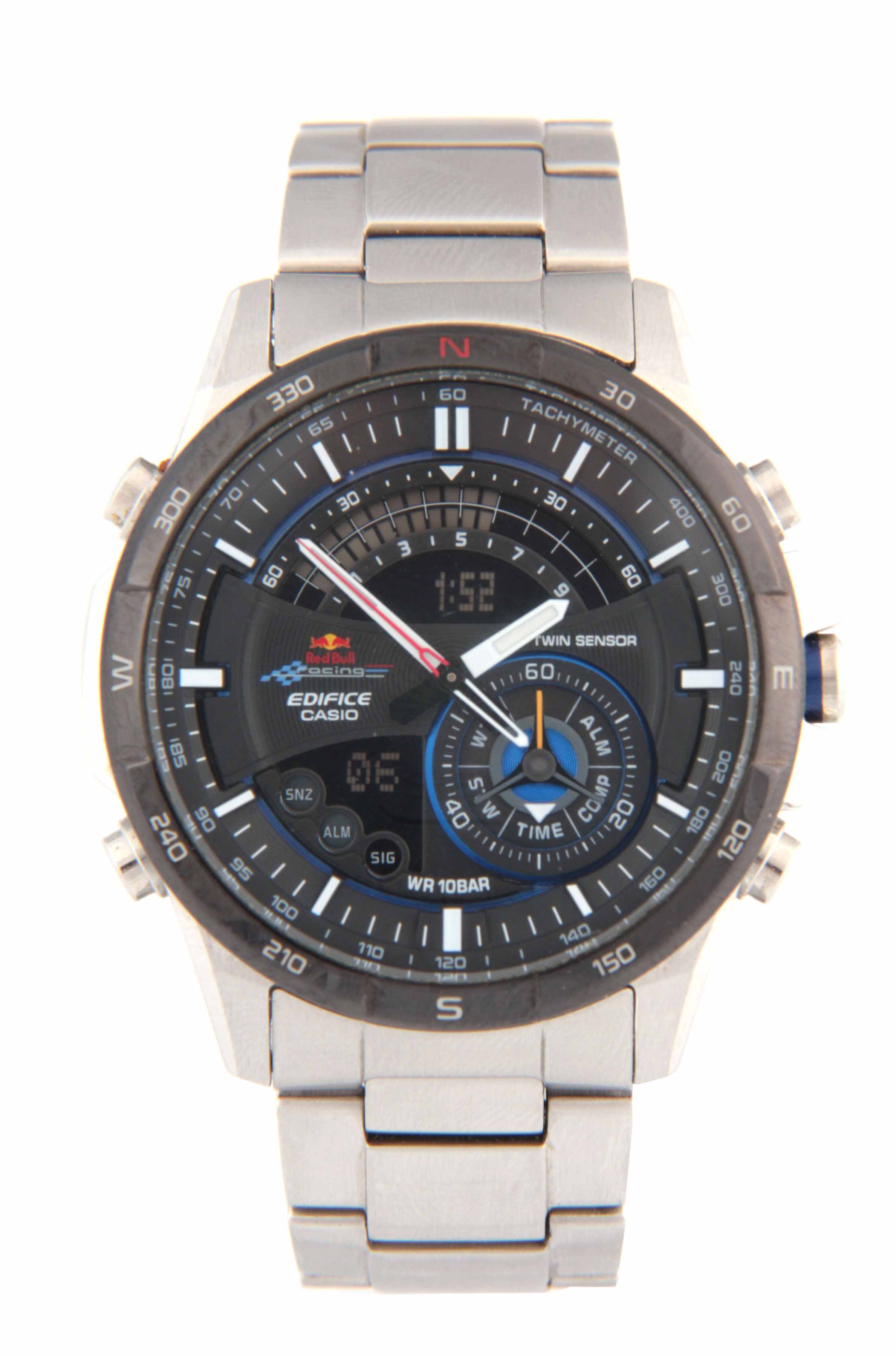 Lot 200 - A GENTLEMAN'S STEEL CASIO EDIFICE RED BULL