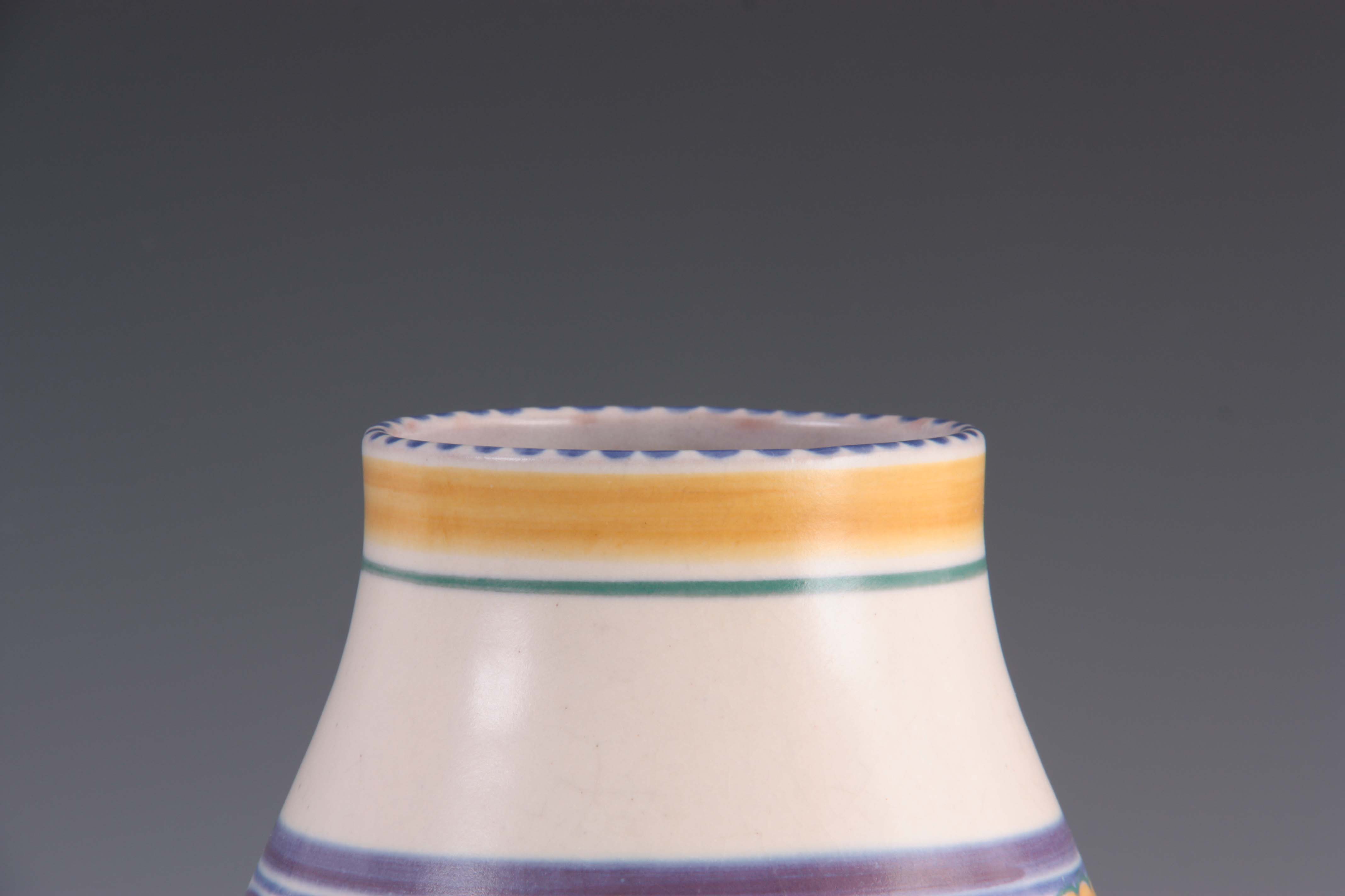 Lot 45 - A CIRCA 1930 POOLE POTTERY YO PATTERN VASE